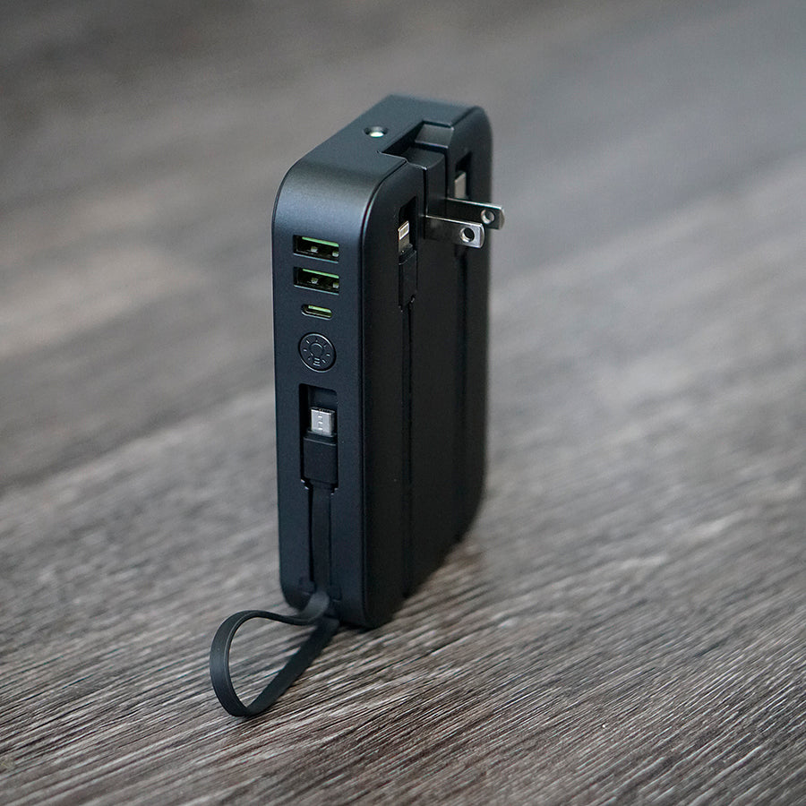 14,000mAh All-In-One Pro Power Bank w/AC Plug, Built-In Cables, Type-C ...